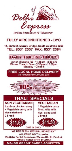 Delhi Express, Murray Bridge, SA - GrubFinder