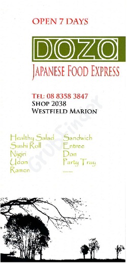 Dozo Japanese Food Express, Oaklands Park, SA - GrubFinder