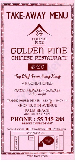 Golden Pine Chinese Restaurant, Palm Beach, QLD - GrubFinder