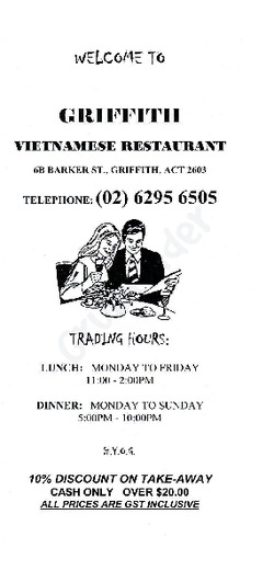 Griffith Vietnamese Restaurant, Griffith, ACT - GrubFinder