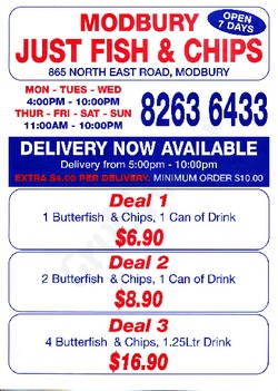 Modbury Just Fish & Chips, Modbury, SA - GrubFinder