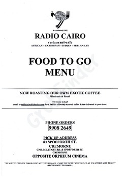 Radio Cairo, Cremorne, NSW - GrubFinder