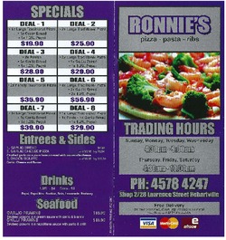 Ronnie's Pizza Pasta & Ribs, Hobartville, NSW - GrubFinder