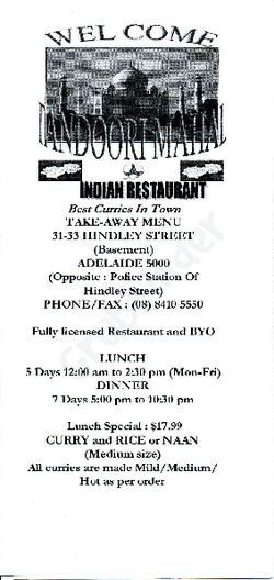 Tandoori Mahal Indian Restaurant, Adelaide, SA - GrubFinder