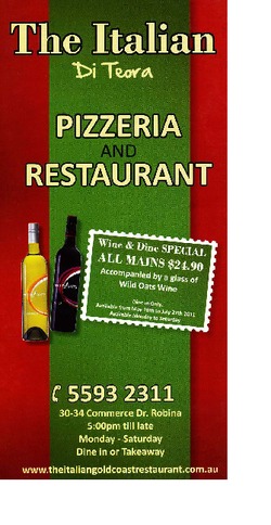The Italian Pizzeria & Restaurant, Robina, QLD - GrubFinder