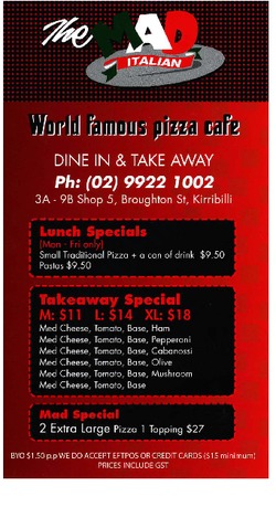 The Mad Italian, Kirribilli, NSW - GrubFinder