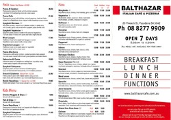 Balthazar Cafe, Pasadena, SA - GrubFinder